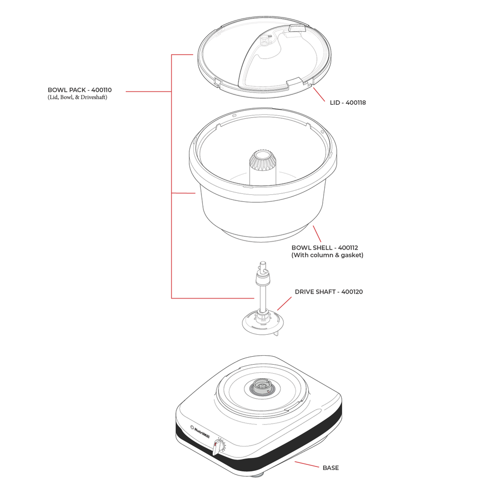 NutriMill Artiste Mixer Parts